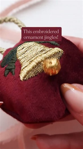 This delightful bell embroidered ornament jingles (kinda)! It’s Day 2 of Merry Magic fest where I’m sharing the pattern for 12 embroidery ornaments (from my 2.0 Stick and Stitch pack), followed by tutorials for different ways to finish your designs! ♥️ Embroidered Bell Ornament ♥️ This uses all DMC floss! 1. Satin Stitch the body of the bell horizontally with Diamant D3851 2. Satin Stitch the edge of the bell and the cord vertically with Diamant D3851 (I ran out and switched to Light Effects in 