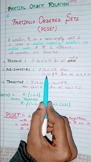 Partially order Relation||How to find Reflexive, Antisymmetric, Transitive #discretemath#maths
