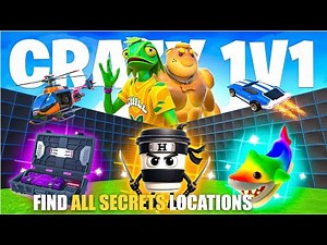 CRAZY 1V1 FFA ALL GUNS & RIDES MAP FORTNITE CREATIVE - ALL SECRETS LOCATIONS (SECRET CODE) PART 20