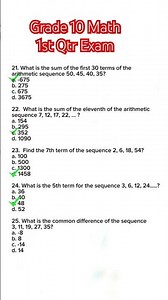 Grade 10 Math First Quarter Exam || Part 3