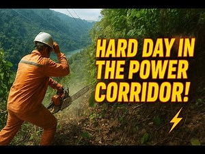 Clearing All Trees Under High Voltage Lines – A Tough Day on the Hill! ⚡