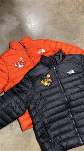 Making a custom Charizard Pokemon Northface. #charizard #pokemon #northface #puffer #customjacket