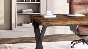 Amazon.com: LVB Black Desk, Modern Gaming Writing Computer Desk for Home Office, Metal Wood Study Work PC Computer Table for Bedroom, Industrial Executive Student Workstation Desk, 47 Inch, Black Oak : Home & Kitchen