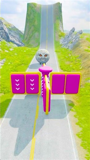 Massive Round Spinner Destroys Bus & Moon Car | BeamNG.Drive Epic Crash #beamngdrive #shorts