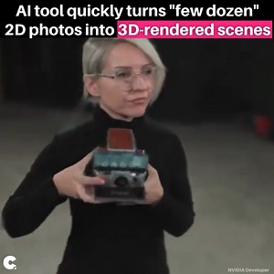 11K views · 51 reactions | Say ✨cheese!✨ Nvidia is showing off its new AI model that turns 2D snapshots into a 3D-rendered scene. The Instant NeRF, referring to the "neutral radiance fields," was developed by researchers from UC Berkeley, Google Research, and UC San Diego in 2020. Researchers have been improving this 2D-to-3D model, adding more detail to finished renders and increasing the speed. | cheddar news | Facebook