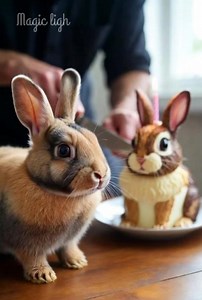 Bunny’s Reaction to a Bunny-Shaped Cake 😂🐰🎂