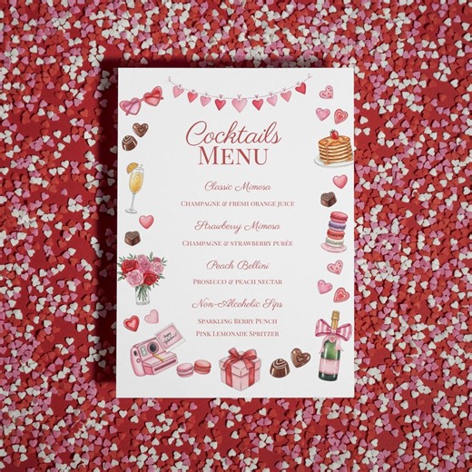 Valentines Cocktail Menu Template, Galentines Menu Signs, Editable Cocktail Menu Template, Valentine Party Drink Menu, Printable Bar Menu - Etsy