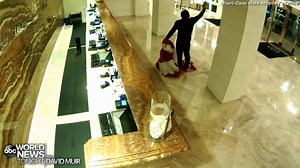 510K views · 769 reactions | SHOOTOUT: Florida prosecutors have released surveillance footage from the May shootout inside the Trump National Doral showing Jonathan Oddi draping an American flag on the reception counter, destroying hotel property and exchanging gunfire with police; he was shot in the leg and ultimately taken into custody. https://bit.ly/2CEz43L | ABC World News Tonight with David Muir | Facebook