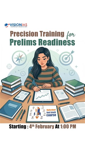 Vision IAS on Instagram: "Hyderabad Fast Track Course 2026 | Starting: 4th February 1 PM ⏱️ As Prelims gets closer, preparation must get sharper. At this stage, it’s not about studying more — it’s about studying right. 🎯 Clear priorities, ⏳ time-bound planning, and 📘 focused execution make the real difference. 📖 Random revision keeps you occupied, not assured. Confidence comes from structured progression. 🌟 The Hyderabad Fast Track Course brings structure to the final phase — with a planned 