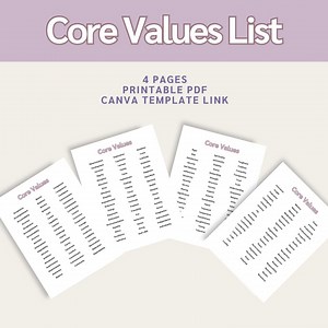 Core Values List | Therapy Printables, DBT, CBT, IFS & Emdr, Printable Pdf, Psychology Resources, Therapy Card Deck, Therapy Workbook - Etsy