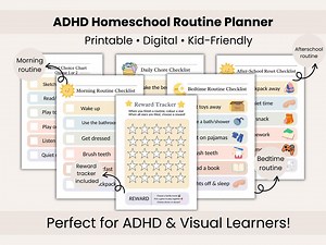 ADHD Homeschool Routine Charts | Visual Checklist Bundle (digital Download - Etsy Australia
