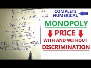 Monopoly numerical || Price with and without discrimination || Economics Portal