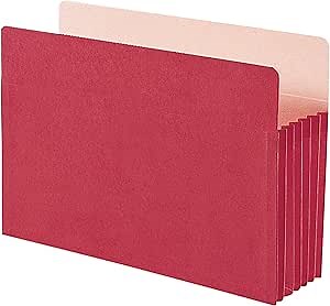 Smead File Pocket, Straight-Cut Tab, 5-1/4" Expansion, Legal Size, Red, 10 per Box (74241)