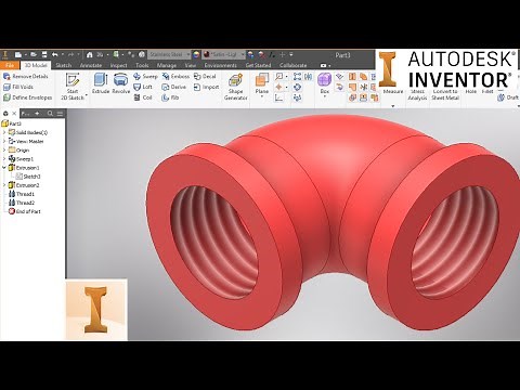 Autodesk inventor tutorial l How to make Pipe Elbow Threaded l Autodesk inventor piping design