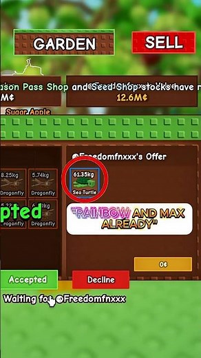 Finally got a fair trade in roblox Grow a Garden😱🙀