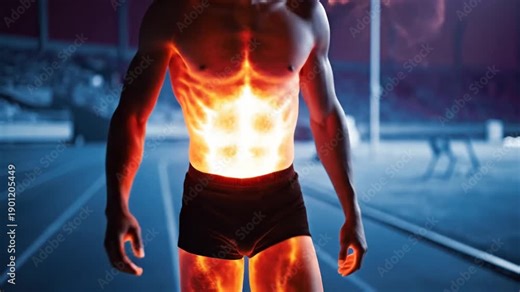 Cinematic thermal imaging scan of a tired athlete after a race showing radiant body heat signature and metabolic exertion in vivid infrared colors and high definition 4K quality.
