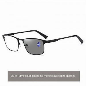 Progressive Photochromic Reading Glasses for Men Blue Light Blocking Multifocal Lens Computer Readers Near Far Vision Magnification 2.5x,Black(Color changing & multifocal)