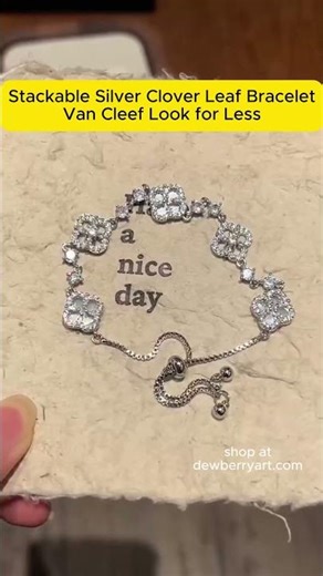 Stackable Silver Clover Leaf Bracelet - Van Cleef Look for Less