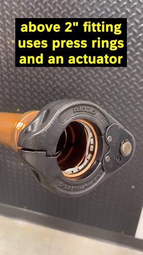 What happens inside a fitting to create a permanent connection when pressed? #ViegaPress fittings from ½” – 2” require press jaws to create a hexagonal pressing pattern, which bonds the fitting and tube and provides the mechanical strength needed for the connection. Fittings 2 ½ ” and above require press rings and an actuator to achieve the same result, but instead, use the grip ring’s teeth to bite into the tube and lock the fitting securely in place. Whether it’s a hexagonal press or a grip ri