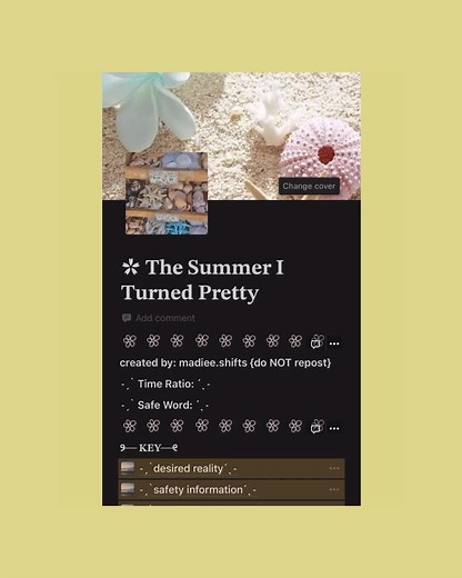 The Summer I Turned Pretty Script Template for Shifting Realities