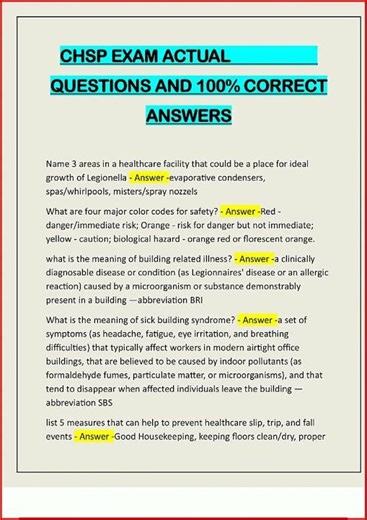 Chsp Exam Actual Questions And 100 Correct Answerspdf video