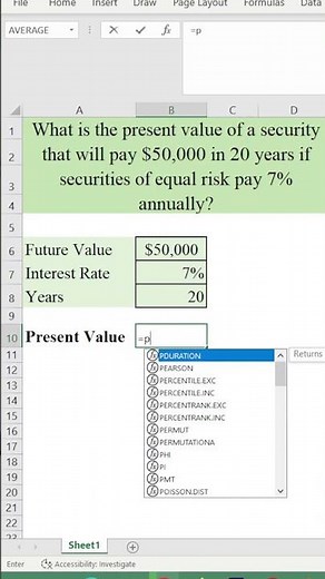 CALCULATING PRESENT VALUES USING MICROSOFT EXCEL