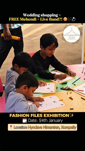 alwal suchitra kompally on Instagram: "📍 Hyndava Nimantran, Kompally 📅 24th January | ⏰ 10AM – 10PM Fashion Files Exhibition – Season 12 (Wedding Edition) 👰‍♀️✨ Step into a world of wedding magic where timeless bridal styles meet handcrafted elegance 💍🌸 ✅ Weaving mistake sarees available ✅ Free Mehendi ✅ Free nail art & tattoos ✅ Lucky draws 🎁 ✅ Live band 🎶 ✅ Kids playzone + Workshops 👧🧒 📞 83285 83107 | 98499 22414 . . [Alwal Suchitra Kompally, Alwal, Suchitra, Kompally, Hyderabad, Fas