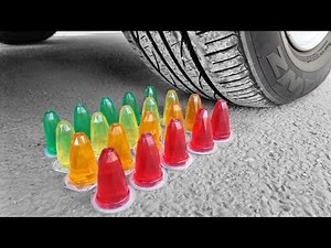CAR vs JELLY & COLORFUL SlIME & TOYS | Running Over Stuff With a Car | Car Crushing Things