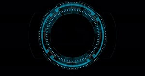 Blue circle rotation with head up display technology interface and futuristic alpha channel included