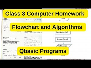 Computer Class 8 Homework | Class 8 Computer QBasic Programs | Flowchart and Algorithms