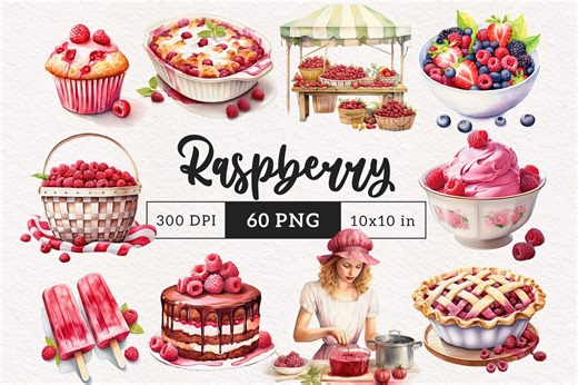 Raspberry Clipart PNG Cottagecore Clip Art High Quality Food Fruit Dessert Pie Pngs Botanical Sublimation Paper Crafting Commercial License - Etsy Australia