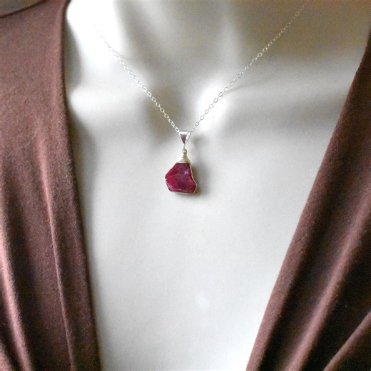 Raw Ruby Necklace, Sterling Silver Gold Filled Zodiac July Birthstone Jewelry Gift - Etsy