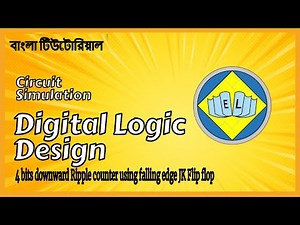4 bits downward Ripple counter using falling edge JK Flip flop in Logisim