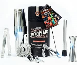 Mixology Bartender Kit with Boston Cocktail Shaker - 9pc Stainless Steel Bar Tool Set - Drink Mixer, Cocktail Accessories, Home Bar Essentials, Martini Barware Set, Men or Women Bartending Gift