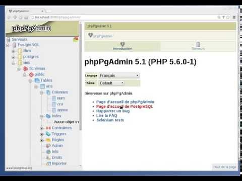 Utilisation de phpPgAdmin dans la VM du MOOC Bases de données