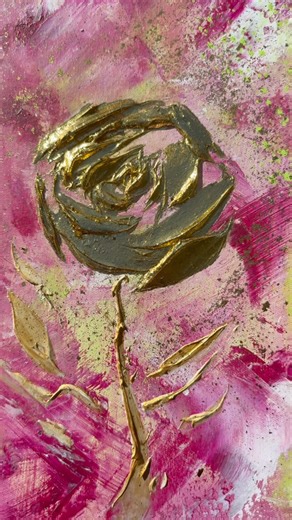 My results using gold leaf for the first time golden rose | #abstractart #artist