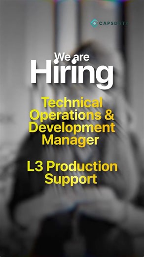 Capsdata Technologies Pvt.Ltd on Instagram: "Ready to take your tech career to the next level? 💻✨ ​We are looking for skilled professionals to join the Capsdata team! If you are an expert in .NET, React, DevOps, and Cloud Platforms, this opportunity is for you. ​We are Hiring: 👨‍💻 Technical Operations & Development Manager 🛠️ L3 Production Support ​💸 Salary: ₹40k - ₹1.3 Lakh / Monthly ​How to Apply: 📩 Send your CV to: careers@capsdata.com 💬 Or DM us for more details! ​ ​#Capsdata #Hiring 