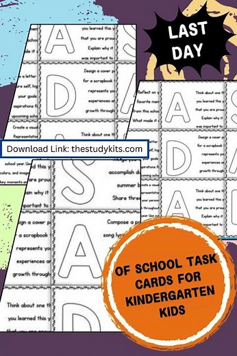 Last Day of School Task Cards for Kindergarten Kids