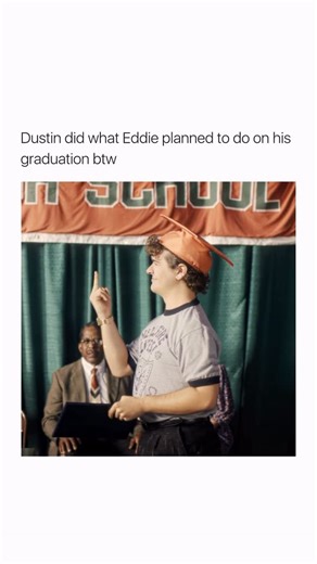 @ohteen on Instagram: "That speech was definitely for Eddie The final episode of Stranger Things hit even harder knowing Dustin carried out what Eddie always talked about doing on his graduation day. That small moment felt like a quiet tribute, a promise kept, and a reminder that Eddie’s impact never really left the group. Fans are calling it one of the most emotional callbacks of the entire series. Dustin honoring Eddie like that wasn’t just about the story — it was about legacy, friendship, an