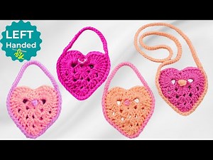 Easy Left Handed Crochet Heart Purse for Beginners!
