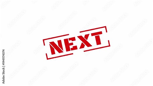 Next stamp animation. Red Next Stamp Animation with Zoom Out Effect on Transparent Background Transition Overlay