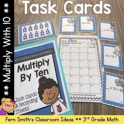 Multiply With 10 Task Cards for Third Grade
