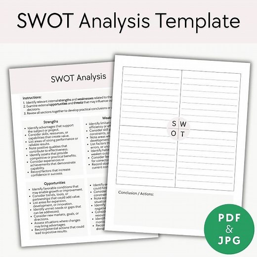 SWOT Analysis Template – Printable Universal Planning Worksheet