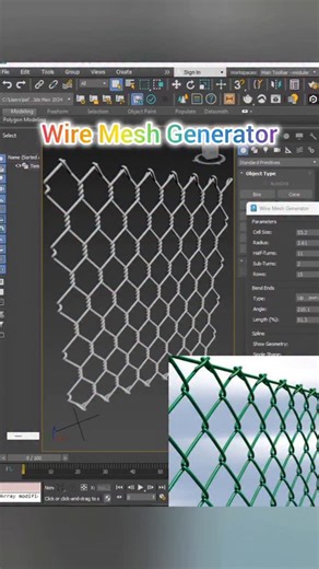 Safà Rgaieg on Instagram: "In this video, I’ll show you how to create a realistic wire mesh (fence, grill, or pattern) using 3ds Max. Whether you’re designing architectural details, industrial models, or abstract 3D art, this method will help you generate clean, customizable wire meshes in just a few steps. What You’ll Learn: How to set up the wire mesh generator in 3ds Max Adjusting mesh density, pattern, and scale 👇👇👇 If you want the link, comment ‘wire mesh’ and I’ll send it to you.” #3dmo