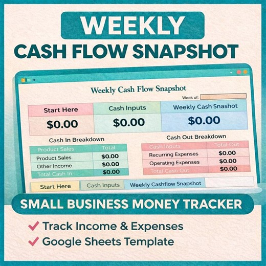 Weekly Cash Flow Template | Small Business Income & Expense Tracker (google Sheets) - Etsy UK