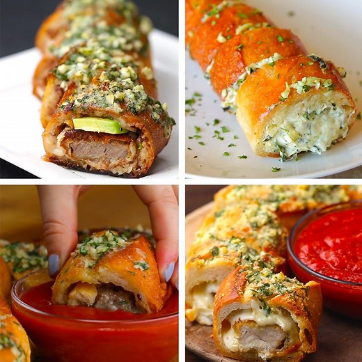 3M views · 23K reactions | These 4 stuffed garlic bread recipes are INSANELY delicious! | Tasty | Facebook