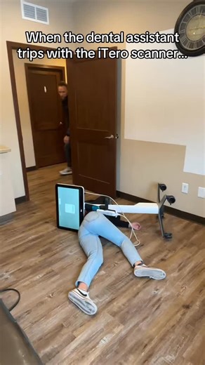 Google how much an iTero scanner is and you’ll understand why the scanner was checked on first🤣 No scanner or assistant was harmed in the making of the video. #iteroscanner #dentaloffice #dentalassistant | Bell Orthodontics