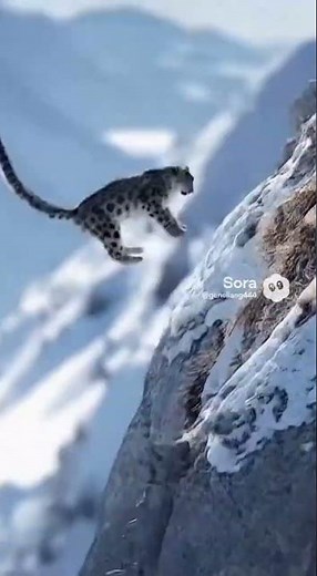 Snow Leopard vs. Ibex: Unbelievable Cliff Fall! Nature's Shocking Moment #SnowLeopard #Ibex