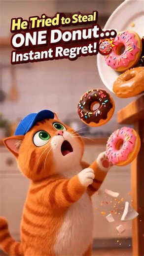 He Tried to Steal ONE Donut… Instant Regret! 🍩💥 #shorts #viralshorts #animation #catfunny