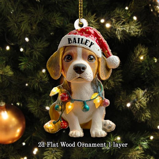 Custom Beagle Flat Ornament, Christmas Beagle Ornament, Beagle Christmas Keepsake, Beagle Gifts, Christmas Decor - Etsy